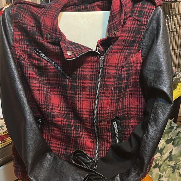 Jackets & Coats | Torrid Plaid And Vegan Leather Jacket Sz2 | Poshmark